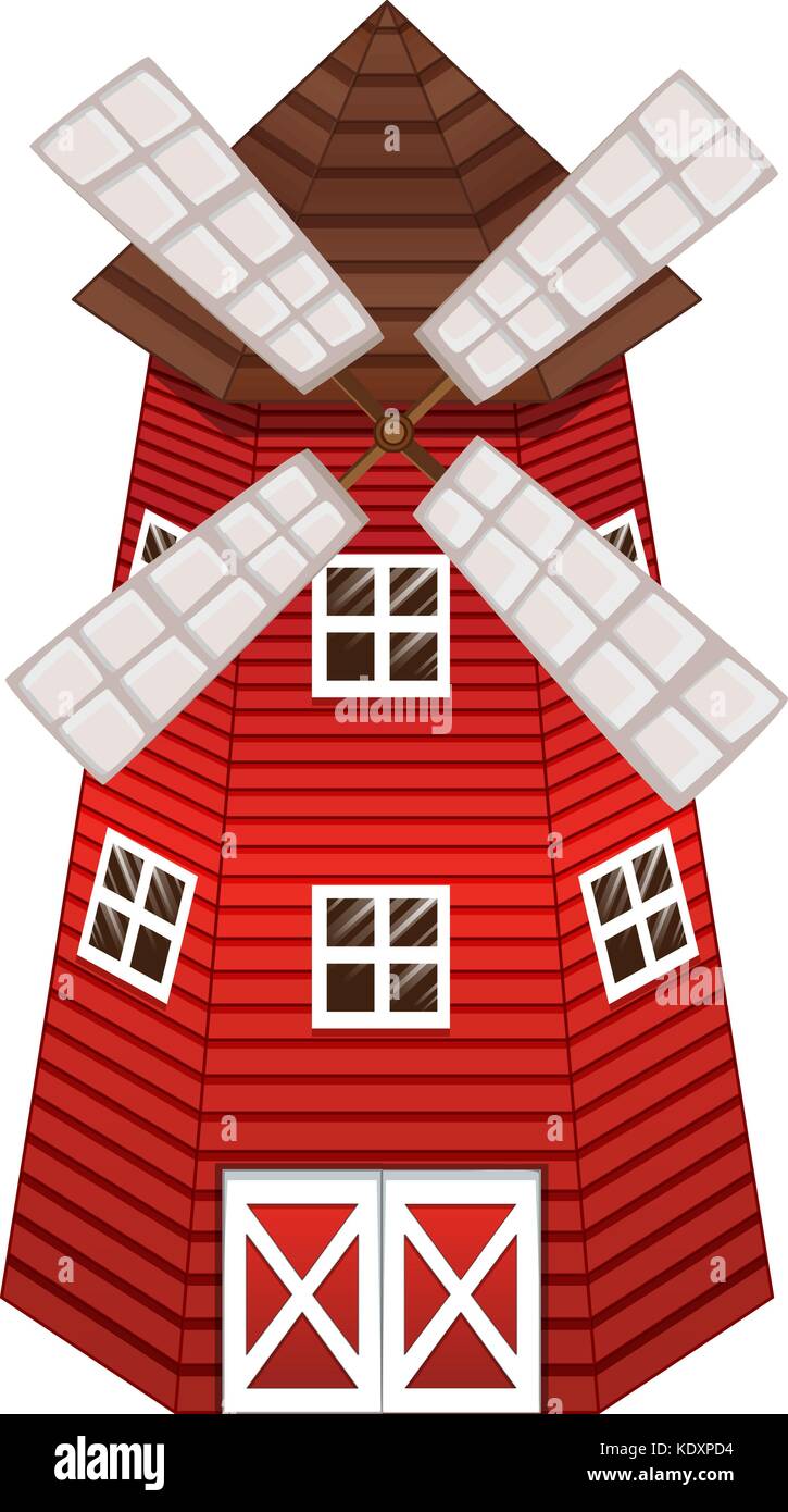 Red windmill with windows illustration Stock Vector Image & Art - Alamy