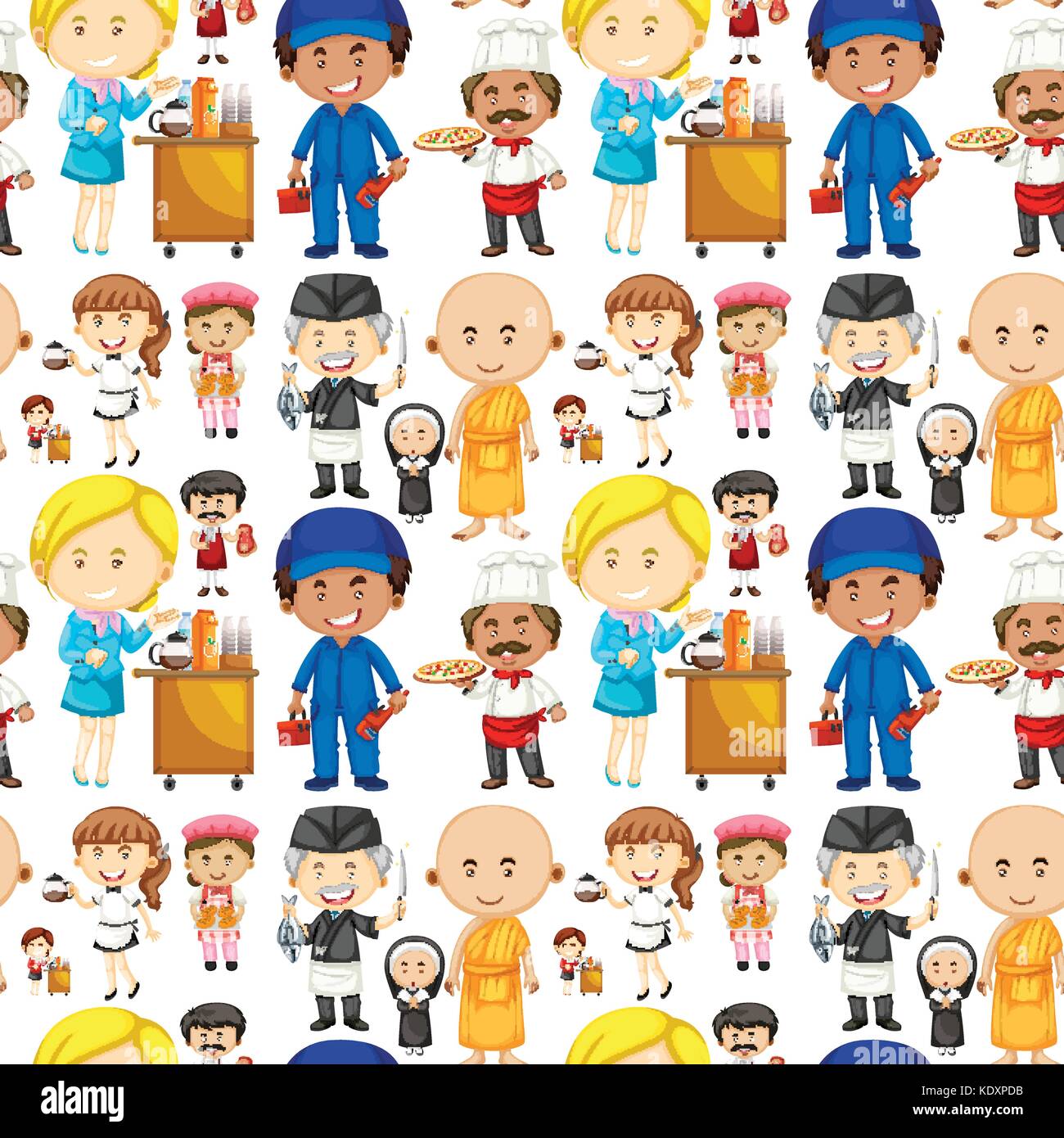 Seamless background with people and jobs illustration Stock Vector ...