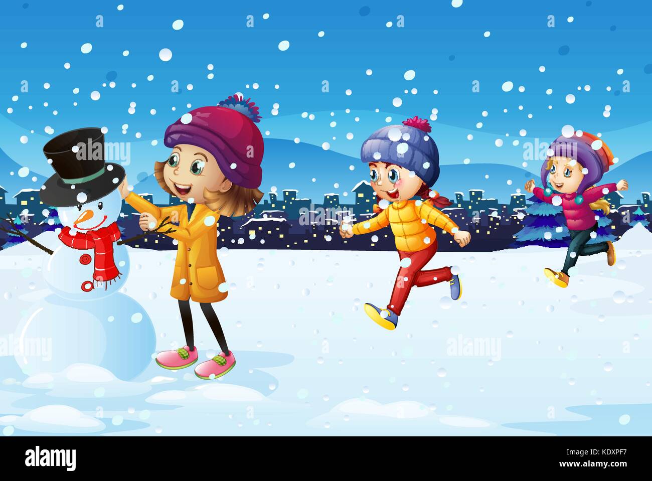 Winter scene kids picture illustration hi-res stock photography and ...