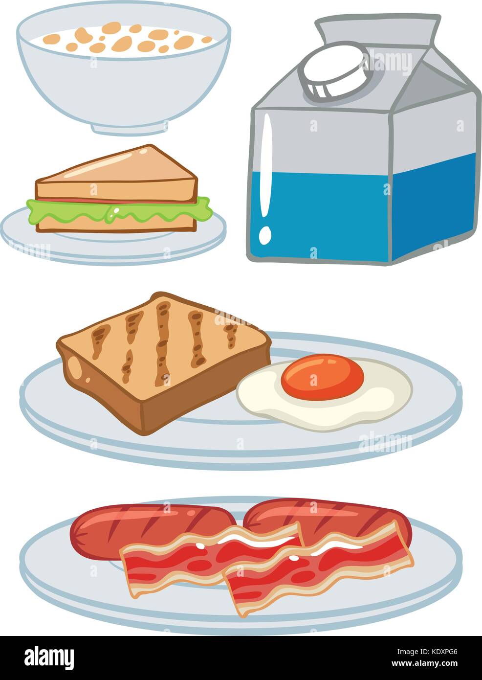 Set of breakfast with egg and milk illustration Stock Vector Image ...