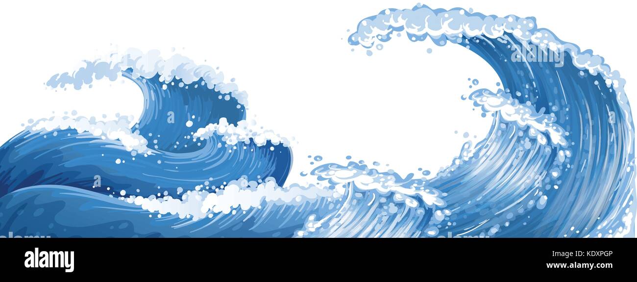 Big waves in the ocean illustration Stock Vector Image & Art - Alamy