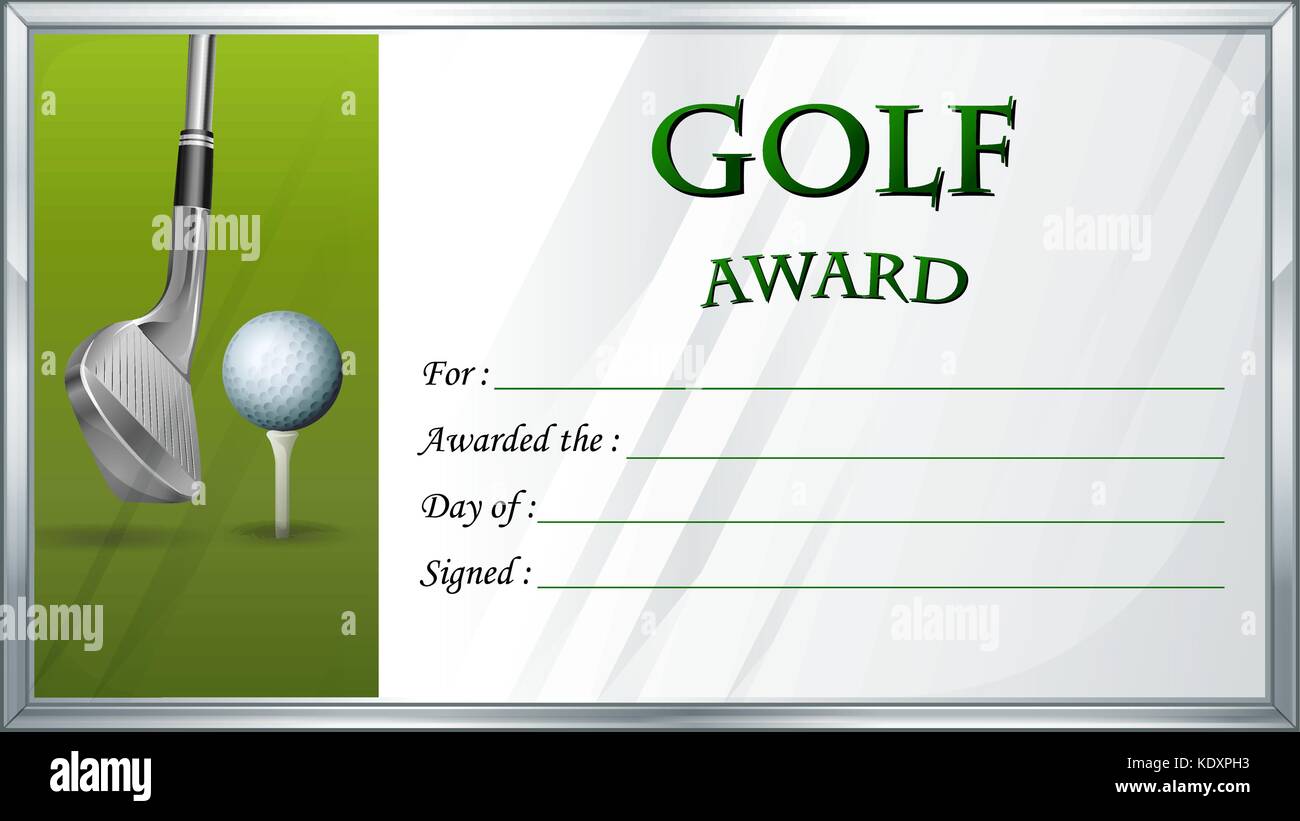 Golf award template with golf ball in background illustration Stock ...