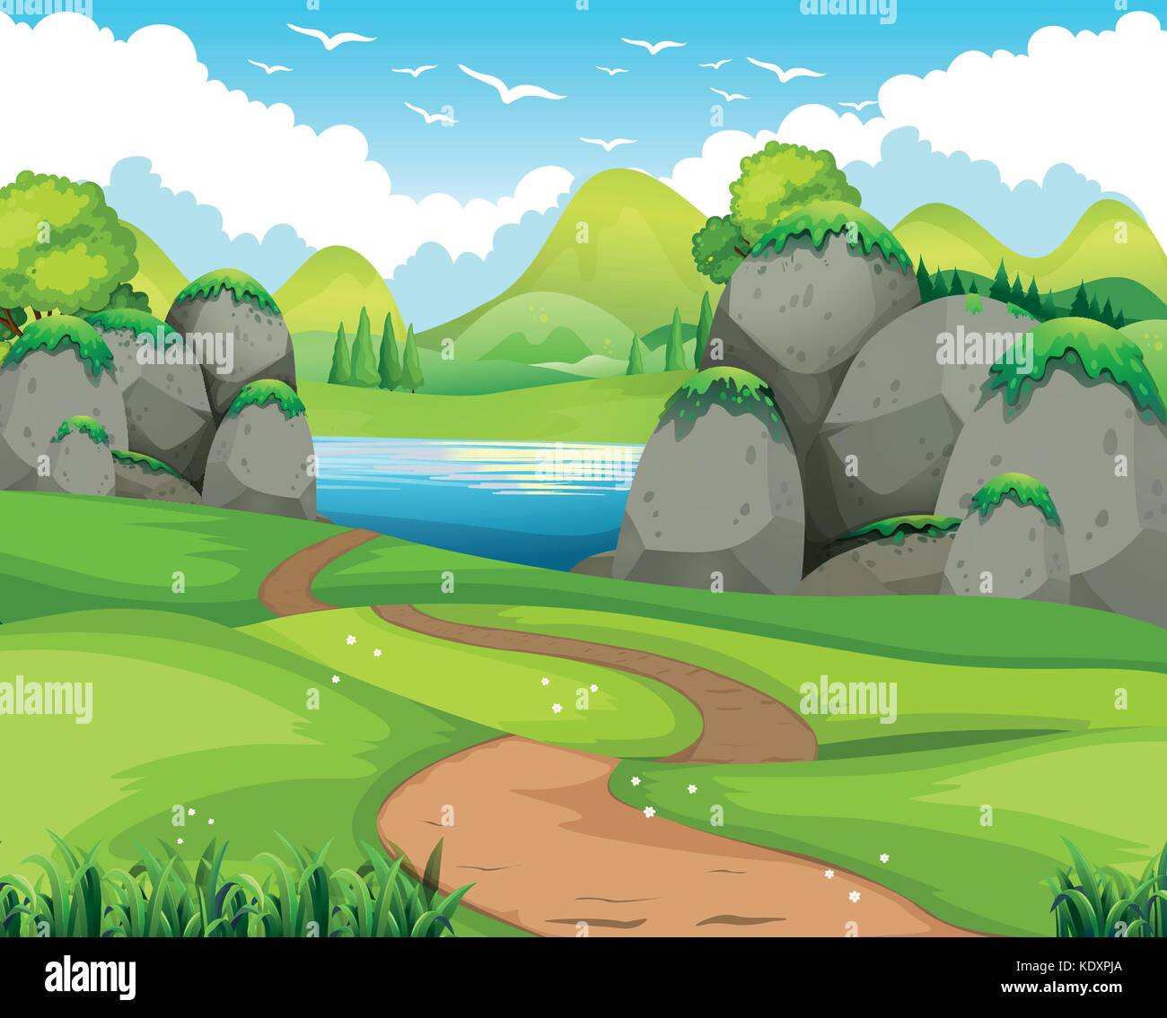 The river lake trail Stock Vector Images - Alamy