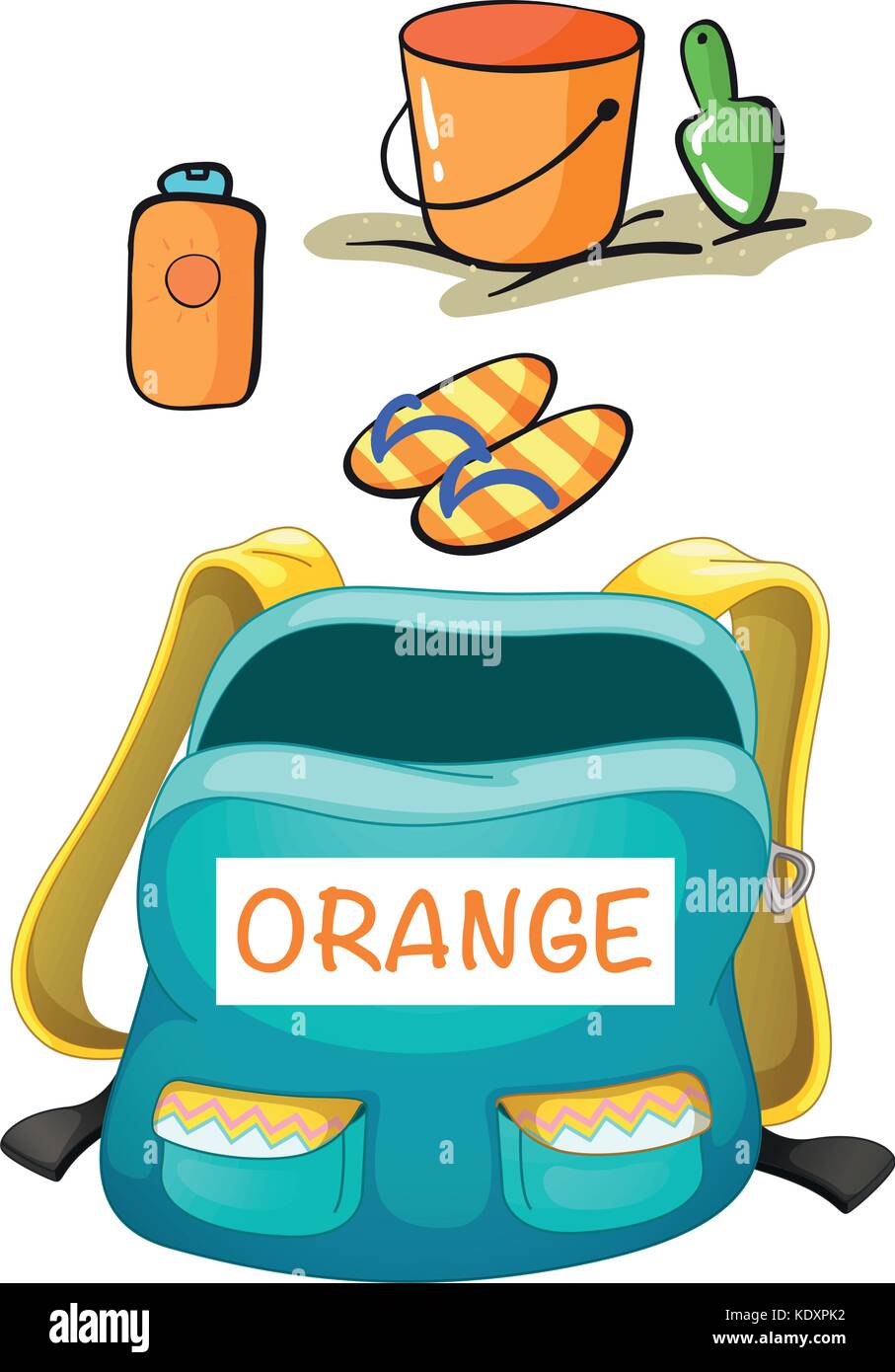 Backpack with orange items illustration Stock Vector Image & Art - Alamy