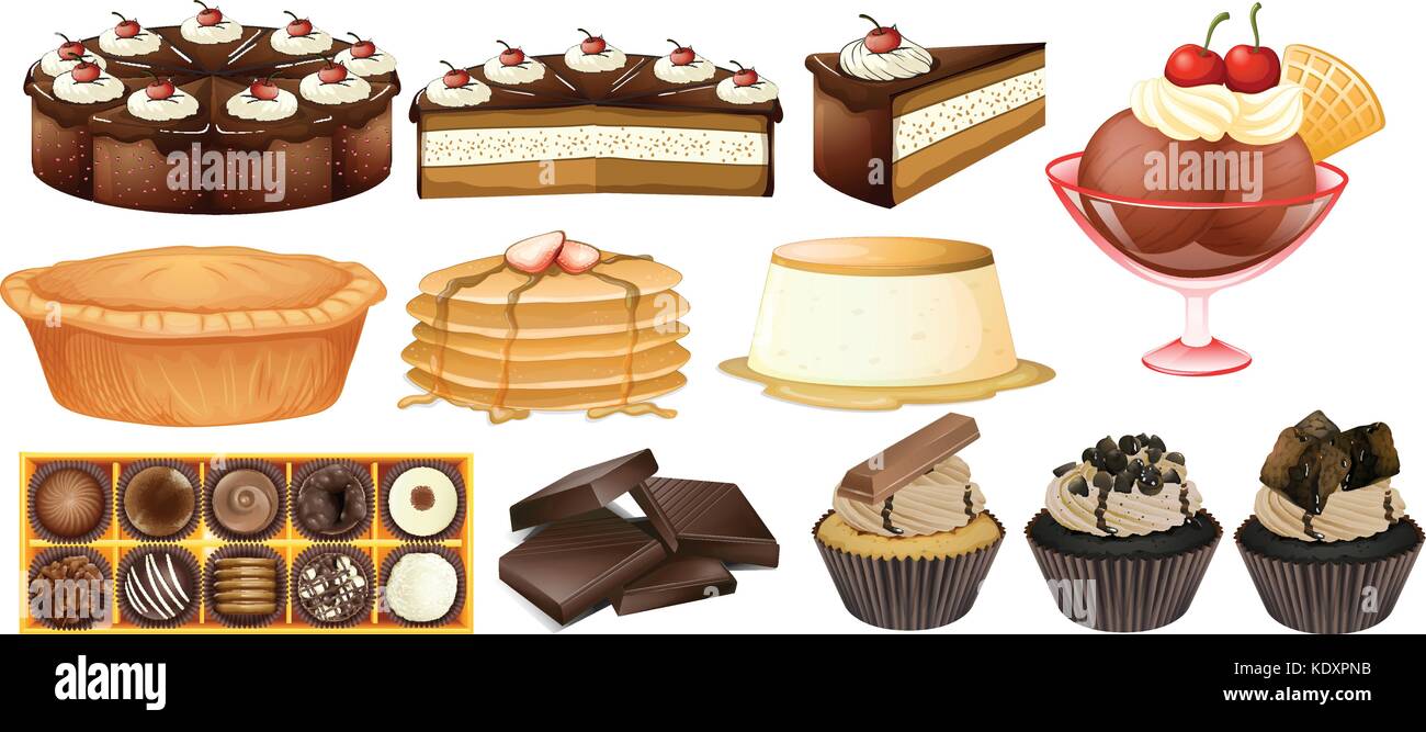 Different types of desserts illustration Stock Vector Image & Art - Alamy