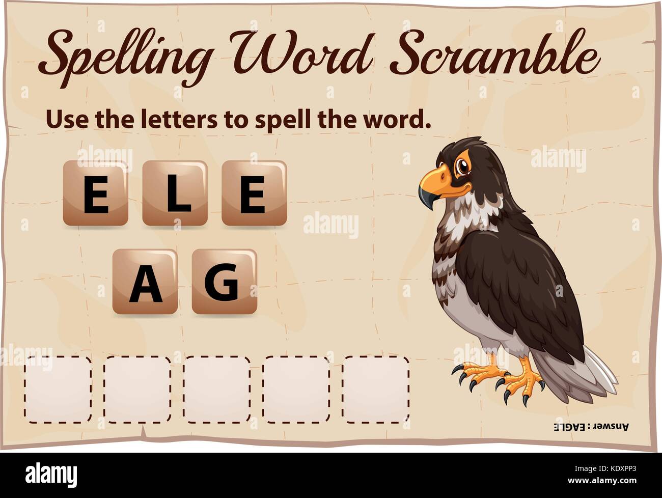 Spelling word scramble game with word eagle illustration Stock Vector ...