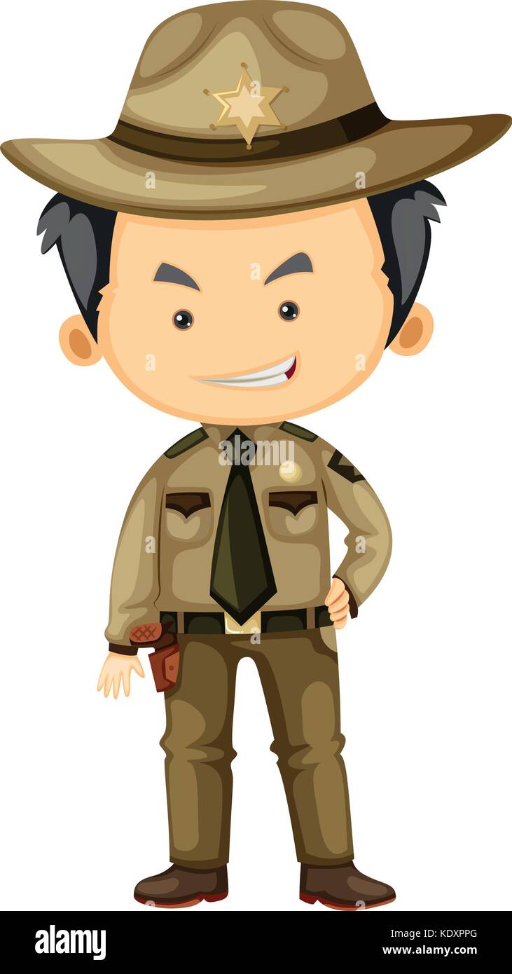 Sheriff in brown uniform illustration Stock Vector Image & Art - Alamy