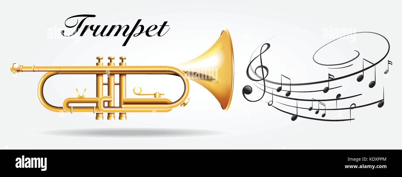 Trumpet and music notes illustration Stock Vector Image & Art - Alamy