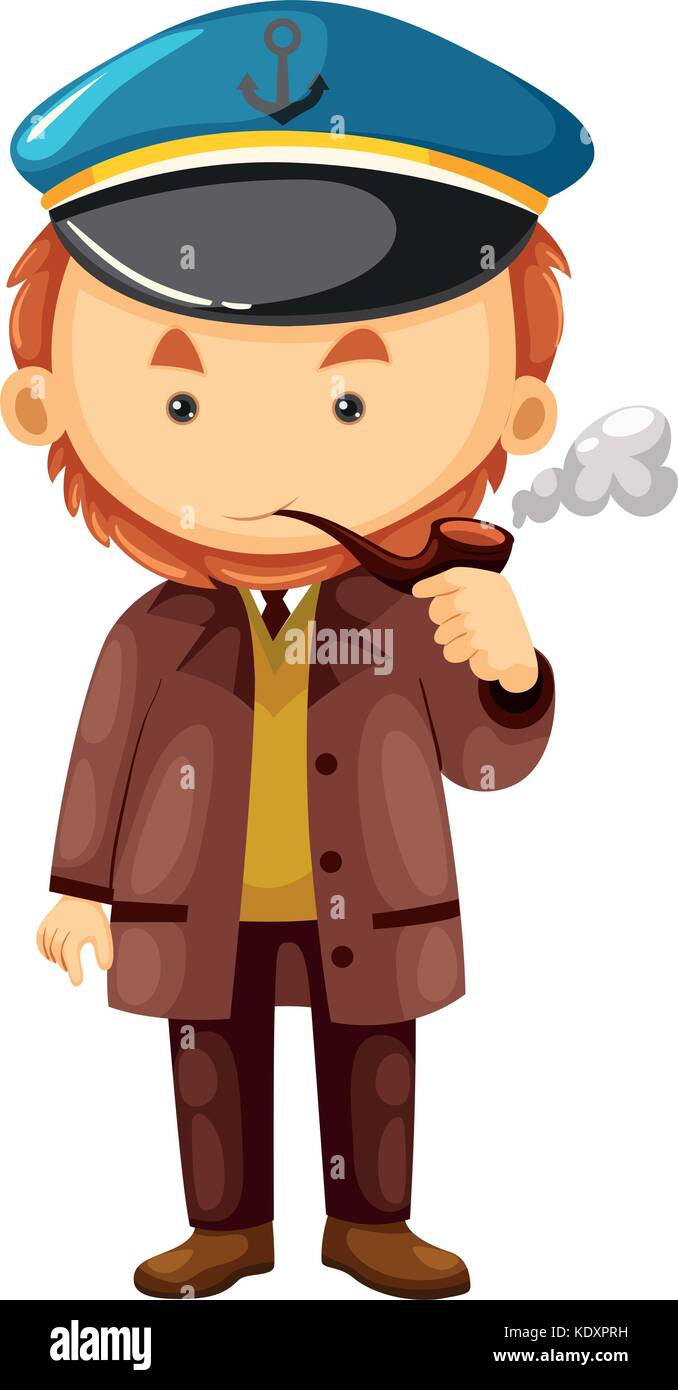 Sea captain character smoking Stock Vector Images - Alamy