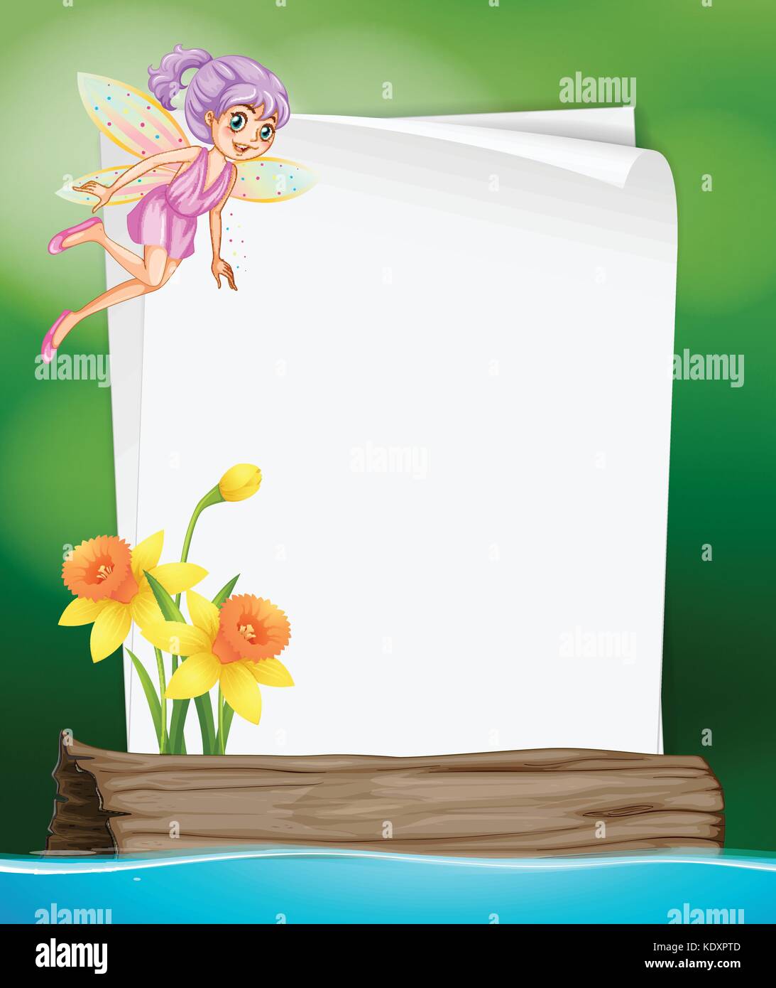 Paper template with fairy and flower illustration Stock Vector Image ...