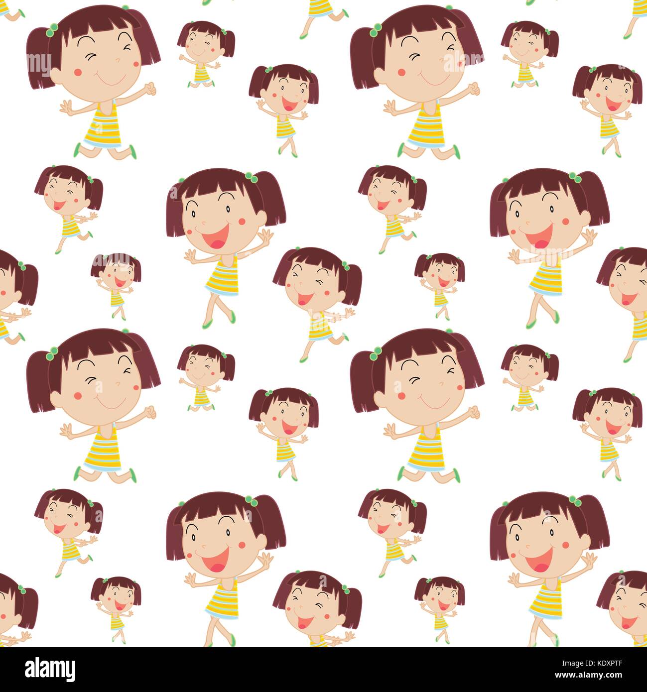 Seamless background template with girl smiling illustration Stock ...