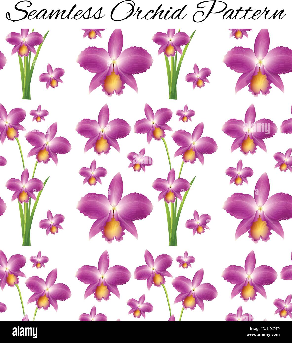 Seamless background with purple orchid illustration Stock Vector Image ...