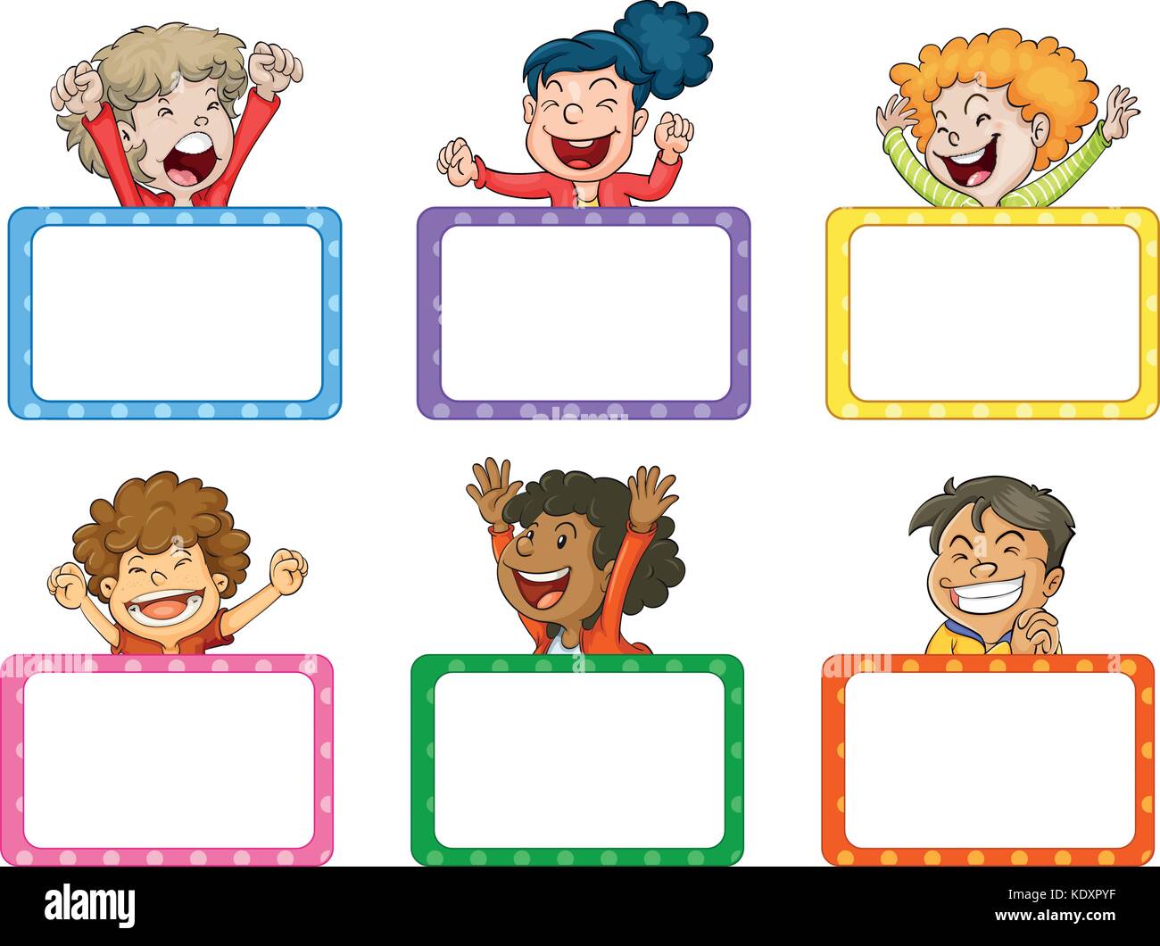 Happy children and white boards illustration Stock Vector Image & Art ...