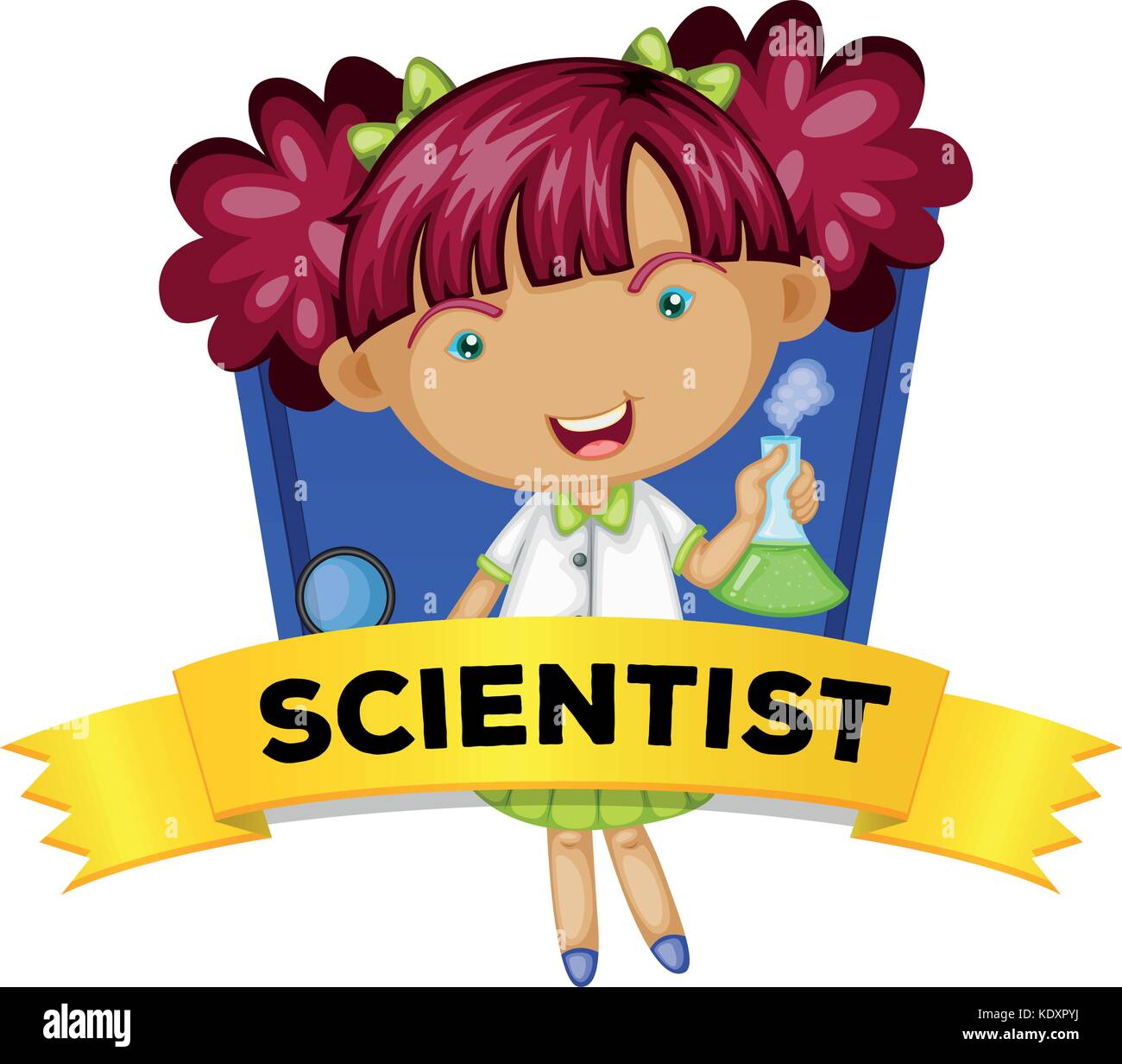 Occupation wordcard with female scientist illustration Stock Vector ...