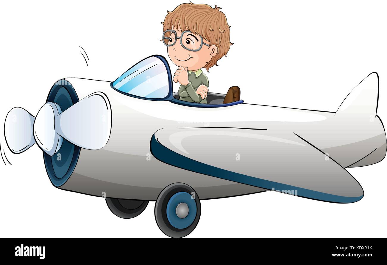 Pilot flying aeroplane on white background illustration Stock Vector ...