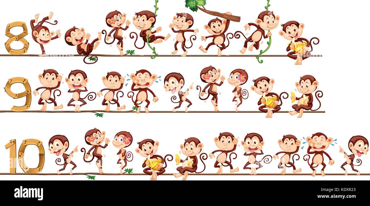 Ten monkeys Stock Vector Images - Alamy
