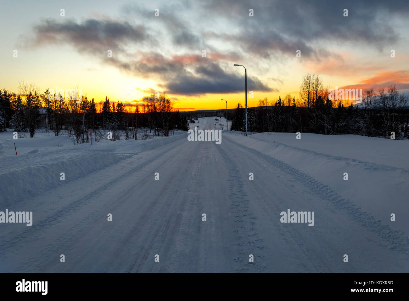 winter road in dawn Stock Photo - Alamy