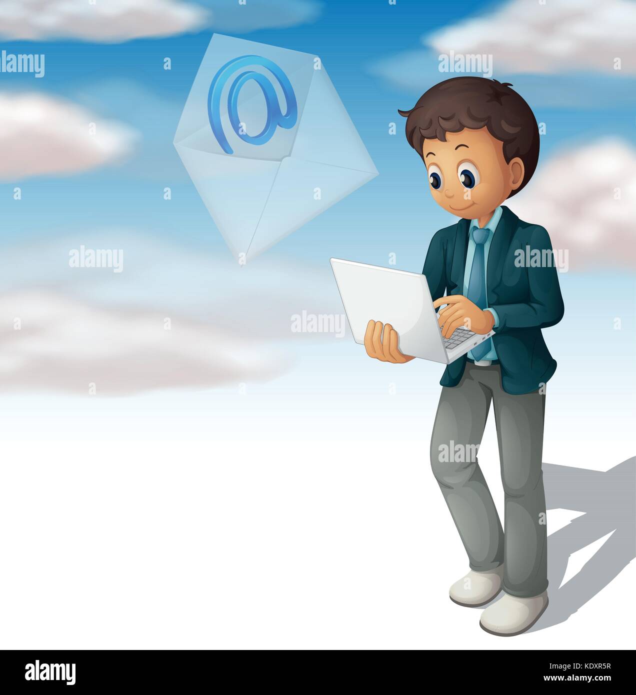 Man sending mail from computer laptop illustration Stock Vector Image ...