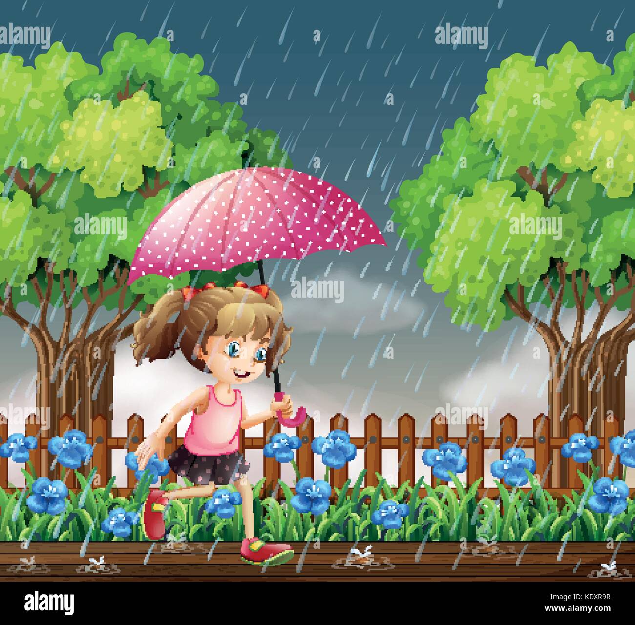 Girl rain road Stock Vector Images - Alamy