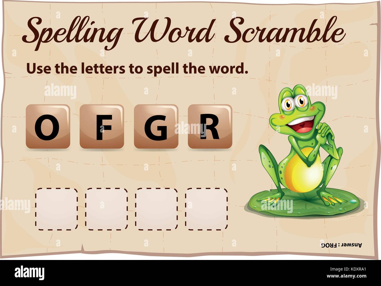 Spelling word scramble template for word frog illustration Stock Vector ...