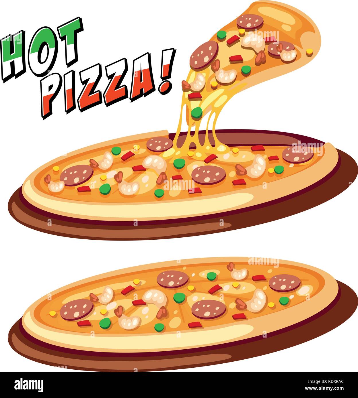 Two trays of Italian pizza illustration Stock Vector Image & Art - Alamy