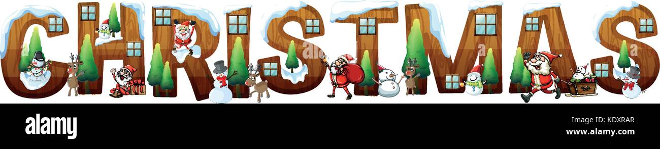 Font design for word christmas with Santa illustration Stock Vector ...