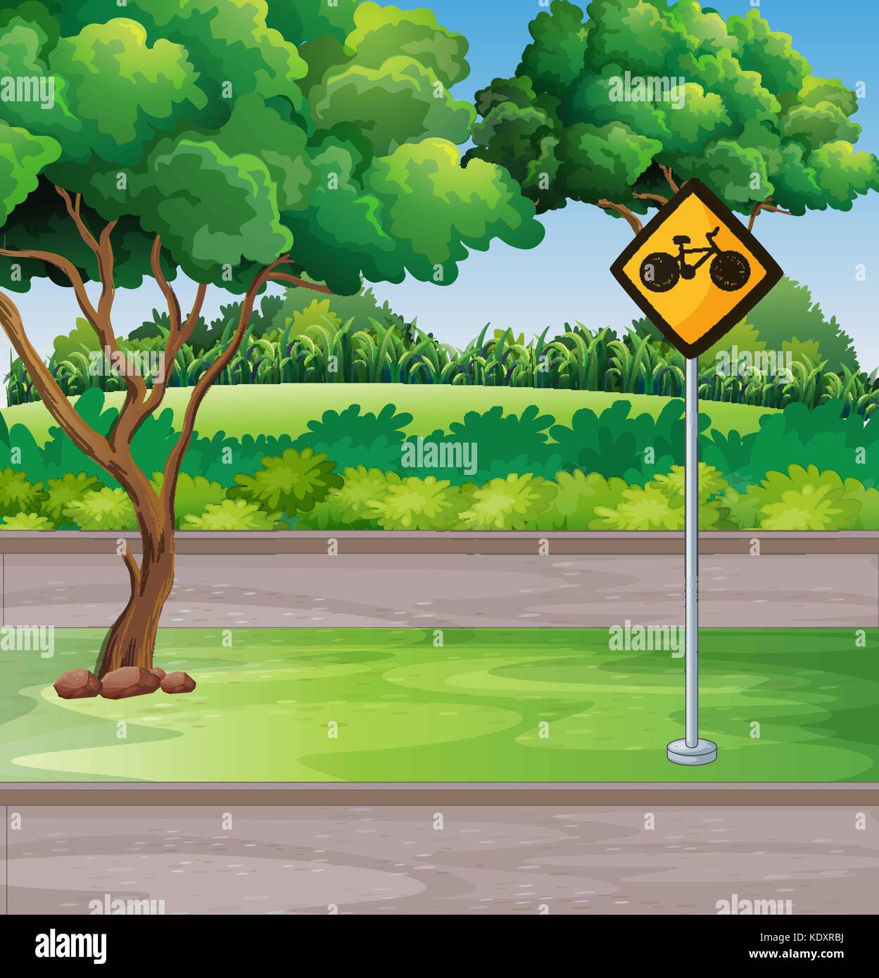 Park scene with bicycle lanes illustration Stock Vector Image & Art - Alamy