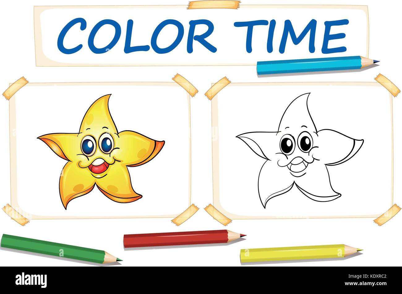 Coloring template with happy star illustration Stock Vector Image & Art ...