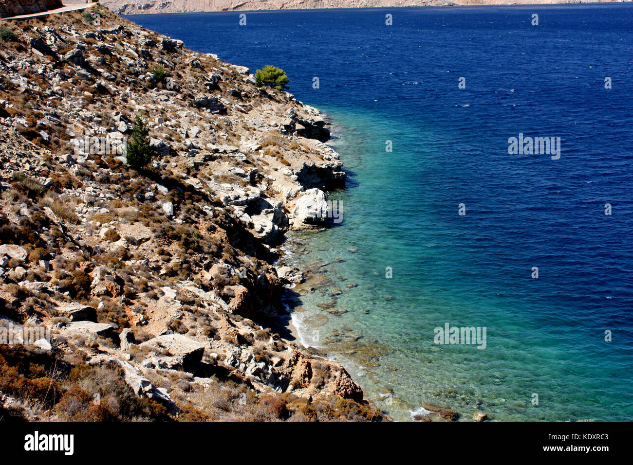 Views of the deep-blue sea near Emborio on Symi, Dodecanese Islands ...