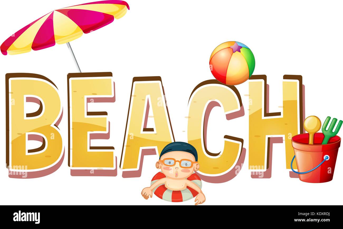 Font design for word beach illustration Stock Vector Image & Art - Alamy
