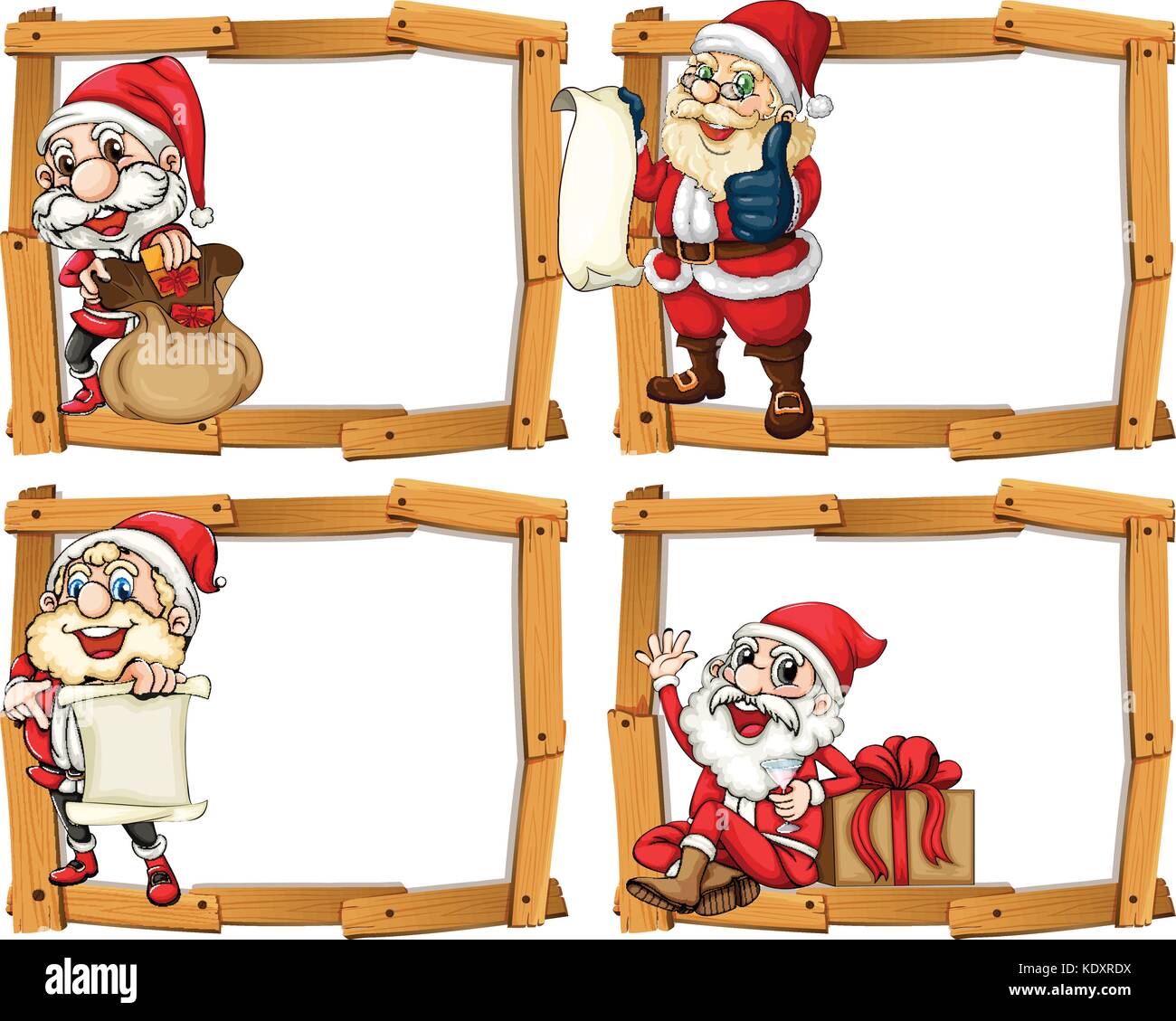 Wooden frame templates with Santa illustration Stock Vector Image & Art ...