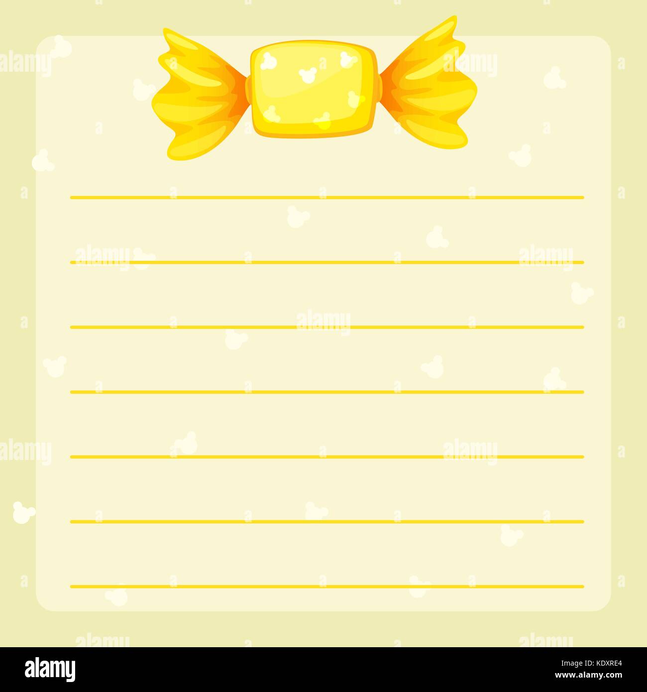 Line paper template with yellow candy illustration Stock Vector Image ...