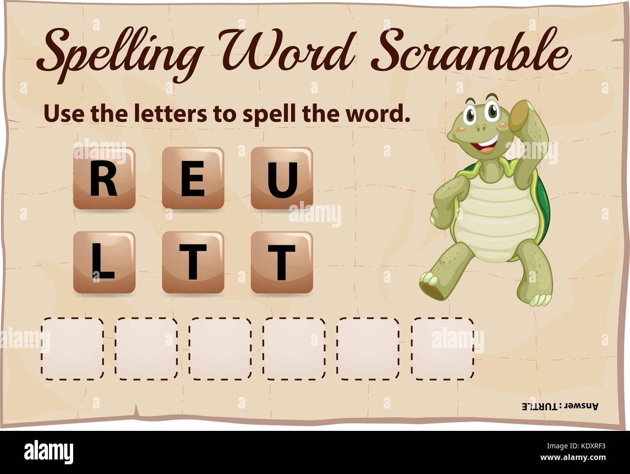 Spelling word scramble game with word turtle illustration Stock Vector ...