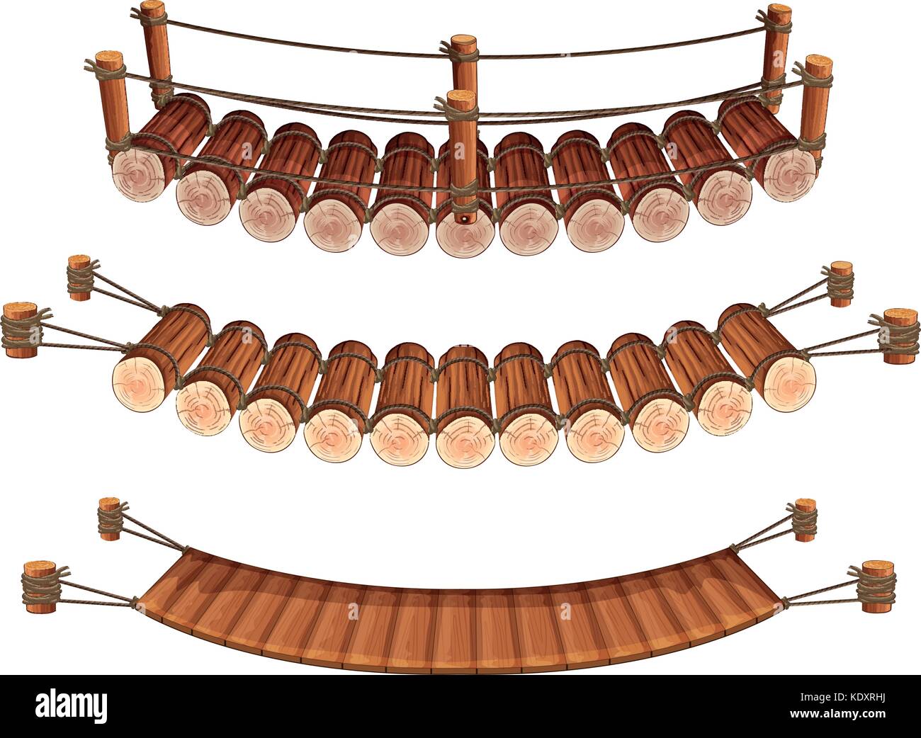 Three styles of wooden bridges illustration Stock Vector Image & Art ...