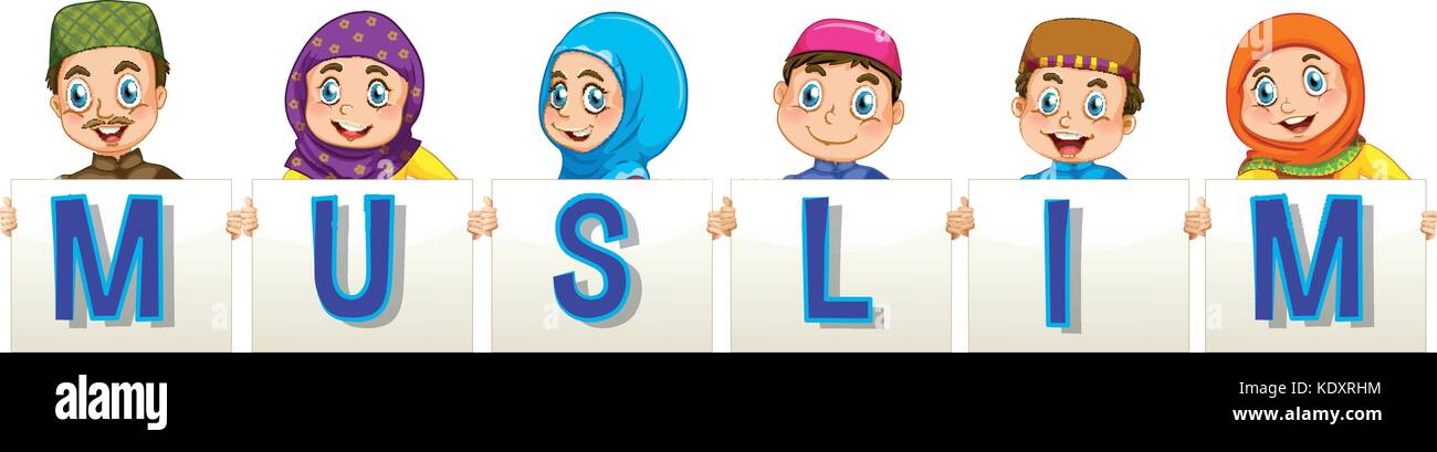 Muslim people holding sign illustration Stock Vector Image & Art - Alamy