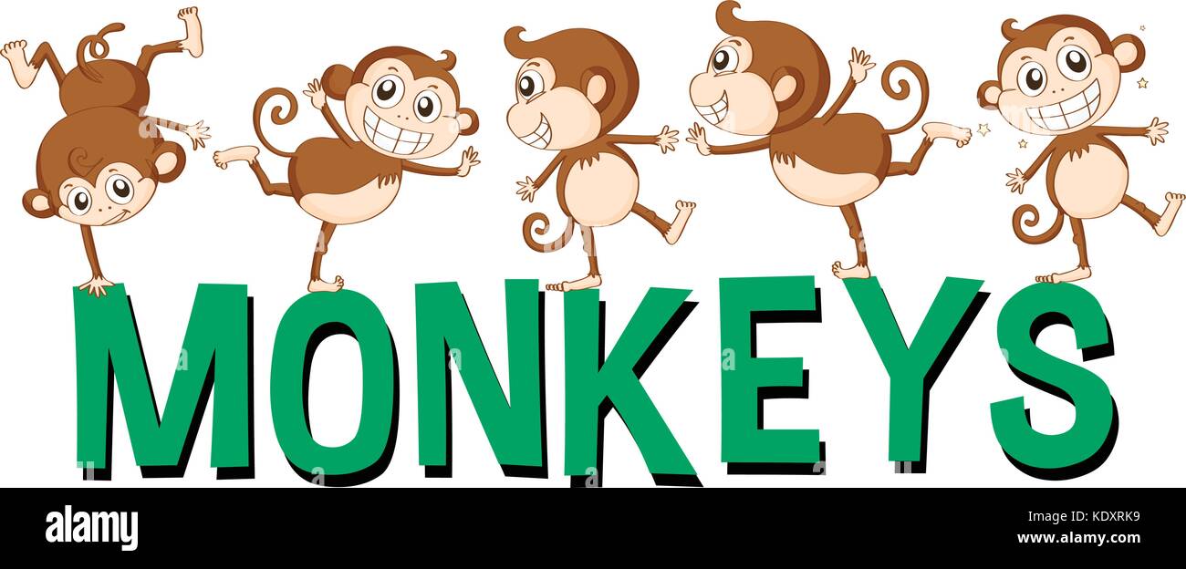 Font design for word monkeys illustration Stock Vector Image & Art - Alamy