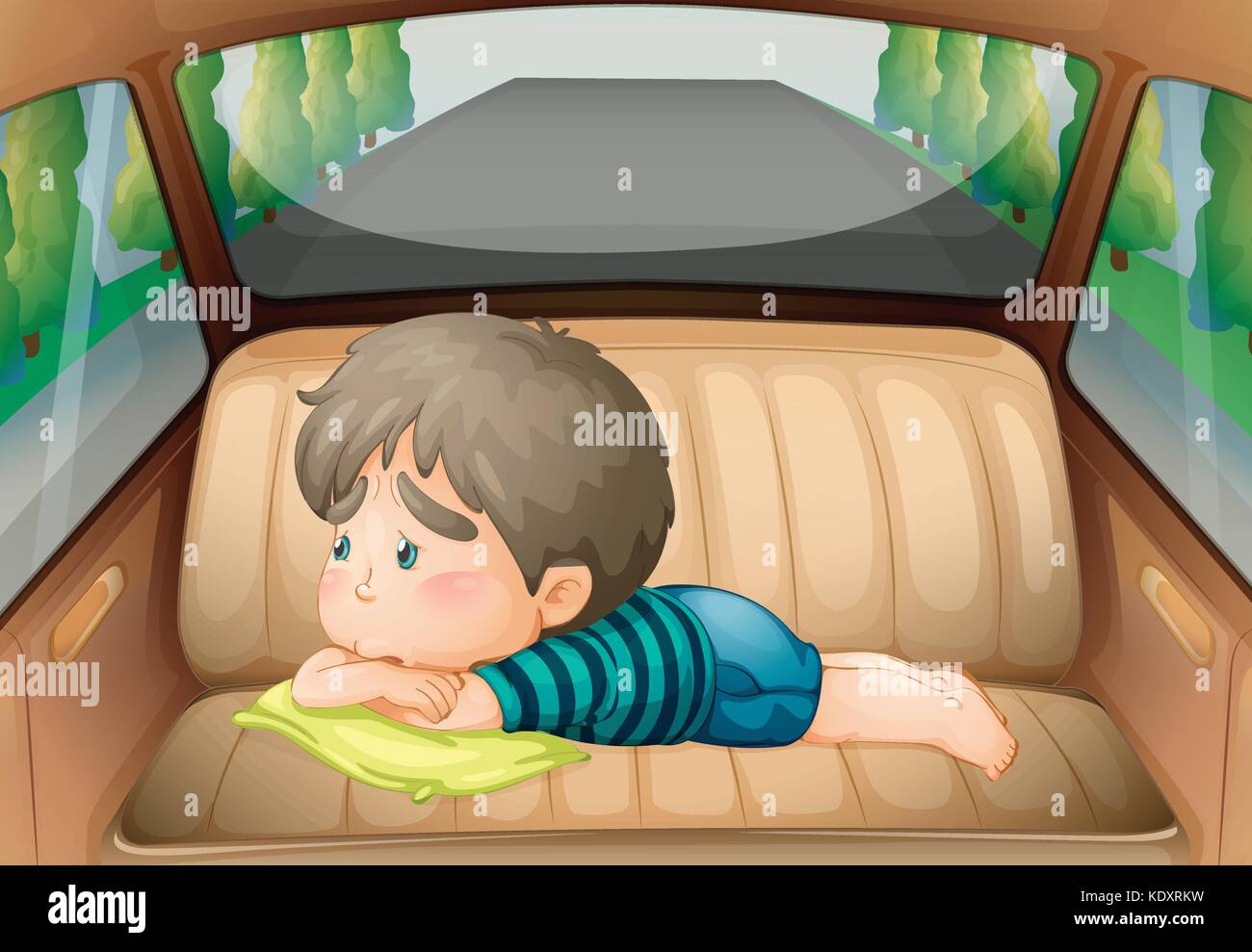 Sad boy in the back of the car illustration Stock Vector Image & Art ...