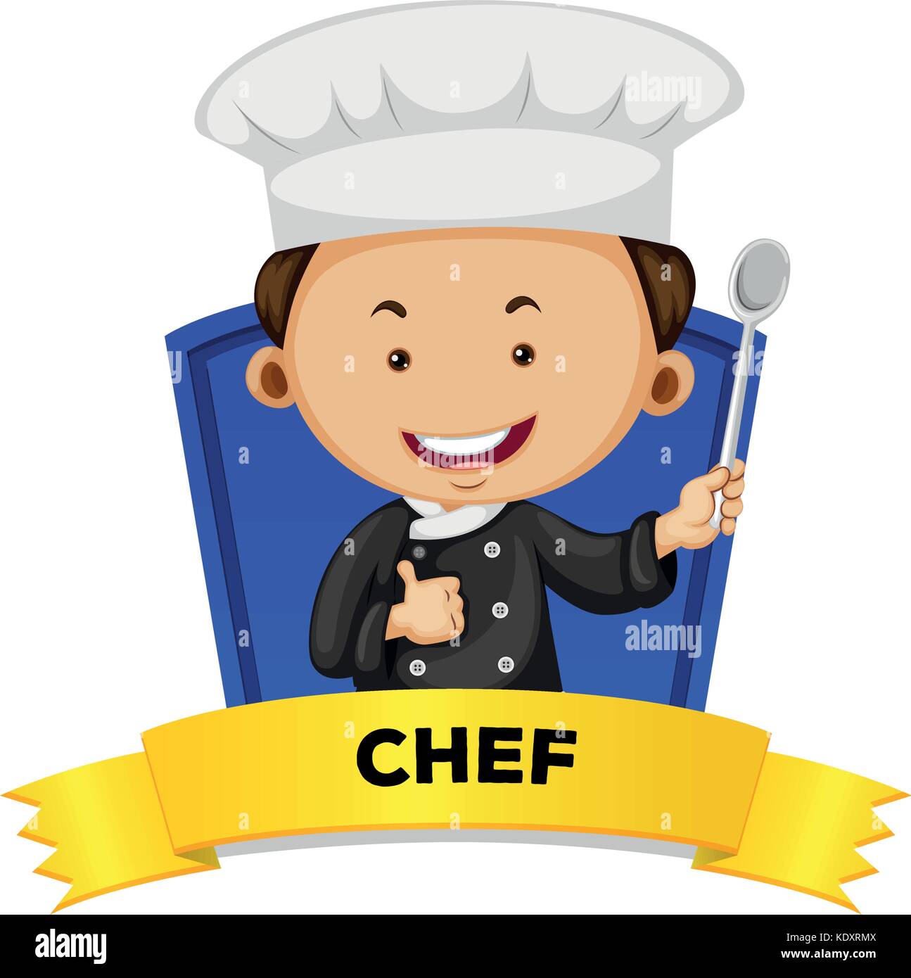 Occupation wordcard with male chef illustration Stock Vector Image ...