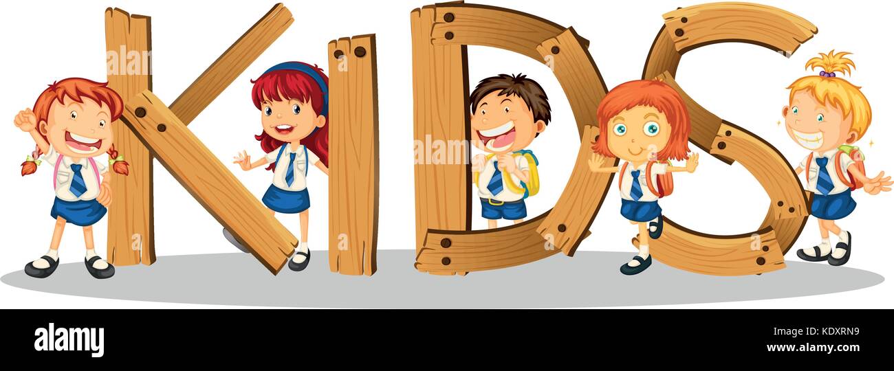 Font design for word kids illustration Stock Vector Image & Art - Alamy