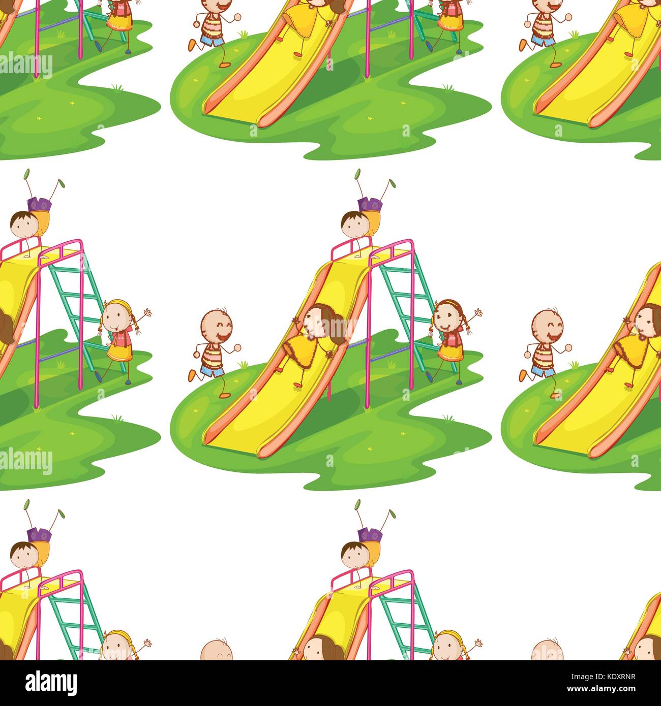 Seamless background design with kids playing slide illustration Stock ...