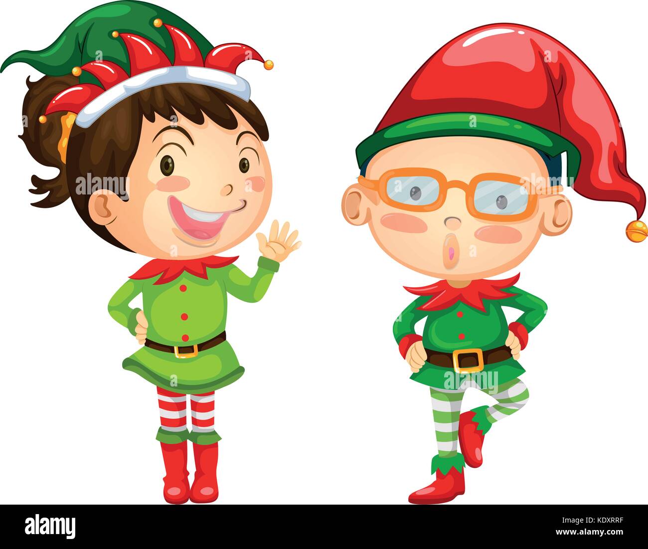 Christmas theme with two elves illustration Stock Vector Image & Art ...