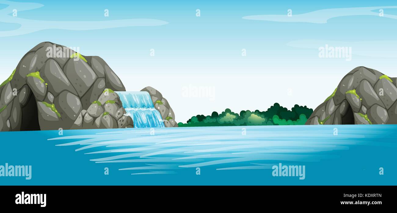 Cave and waterfall Stock Vector Images - Alamy