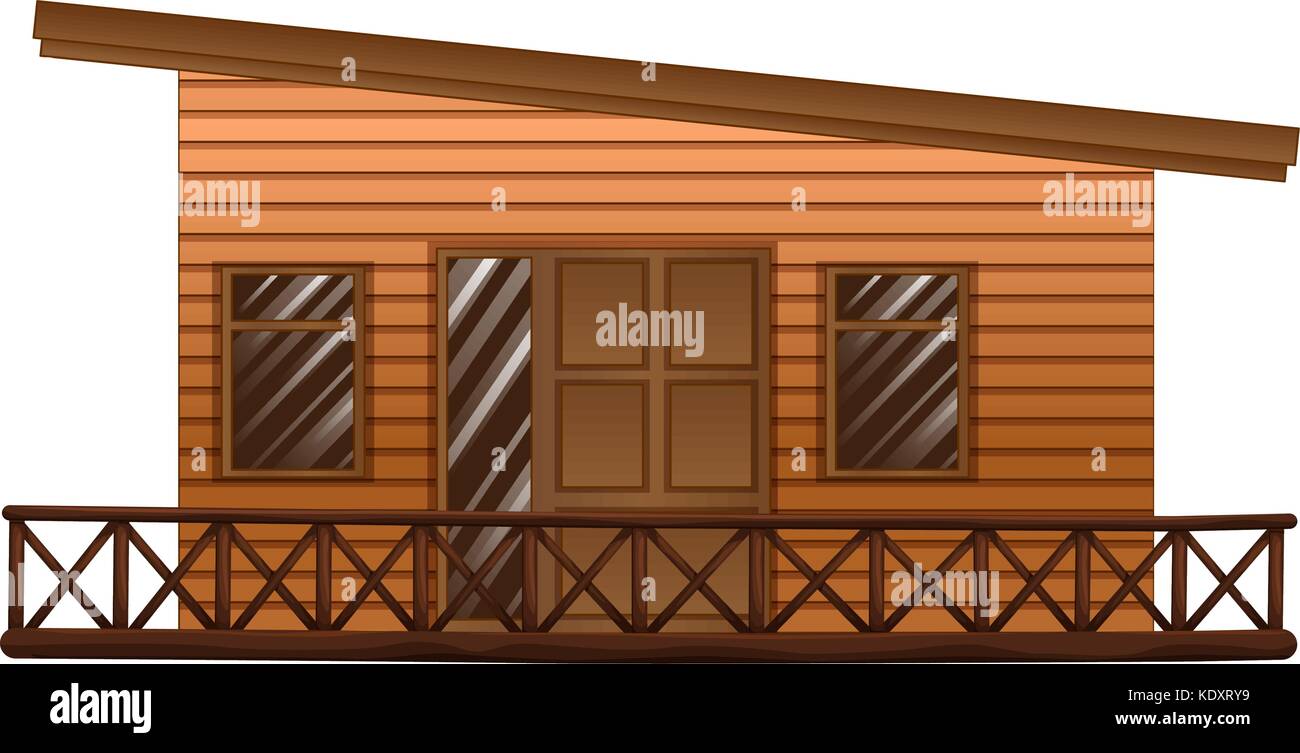 Wooden hut with terrace illustration Stock Vector Image & Art - Alamy
