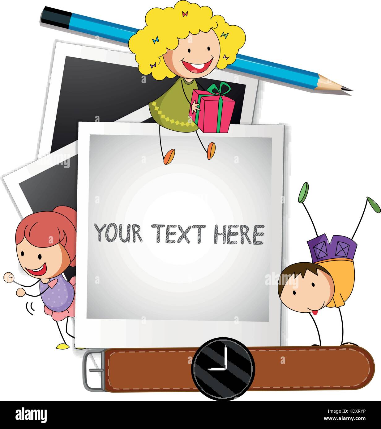 Background template with three kids illustration Stock Vector Image ...