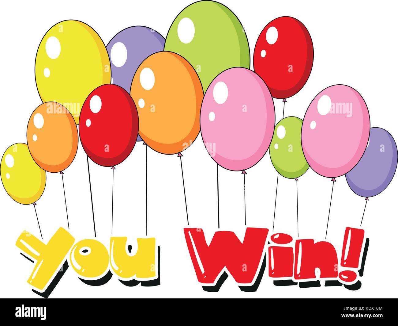 Font design for you win with balloons background illustration Stock ...