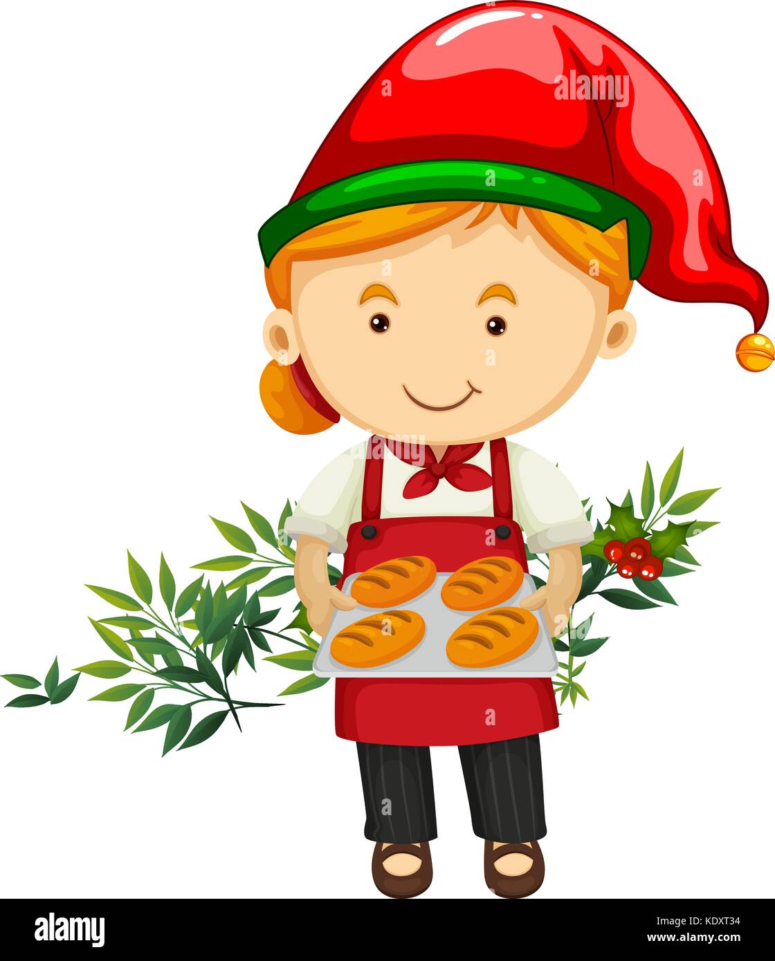 Christmas theme with baker and bread illustration Stock Vector Image ...