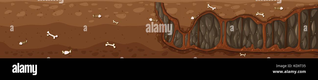 Underground scene with bones illustration Stock Vector Image & Art - Alamy