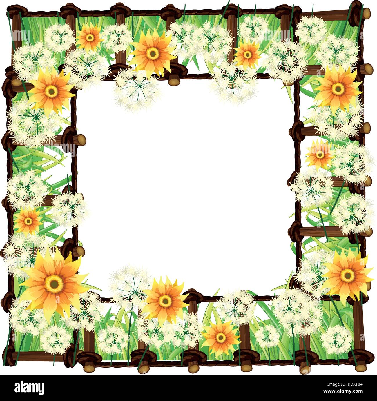 Frame template with yellow flowers illustration Stock Vector Image ...