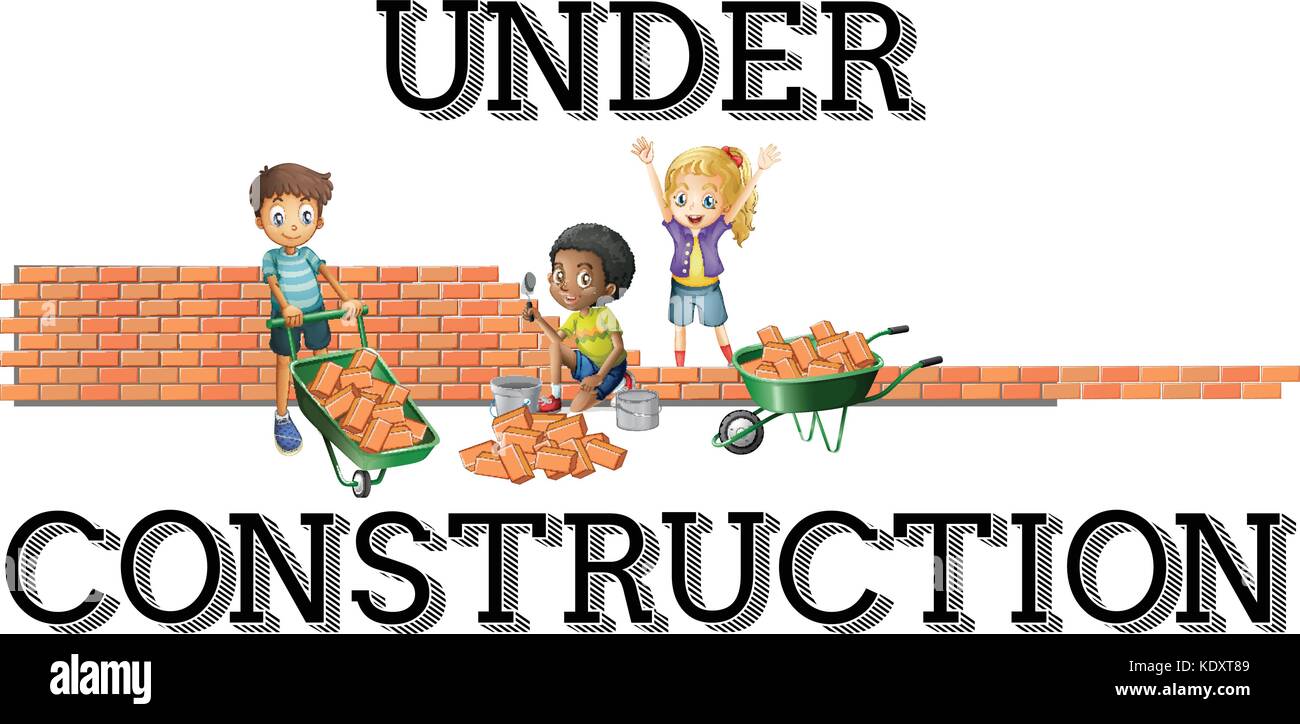 Kids working on the construction site illustration Stock Vector Image ...