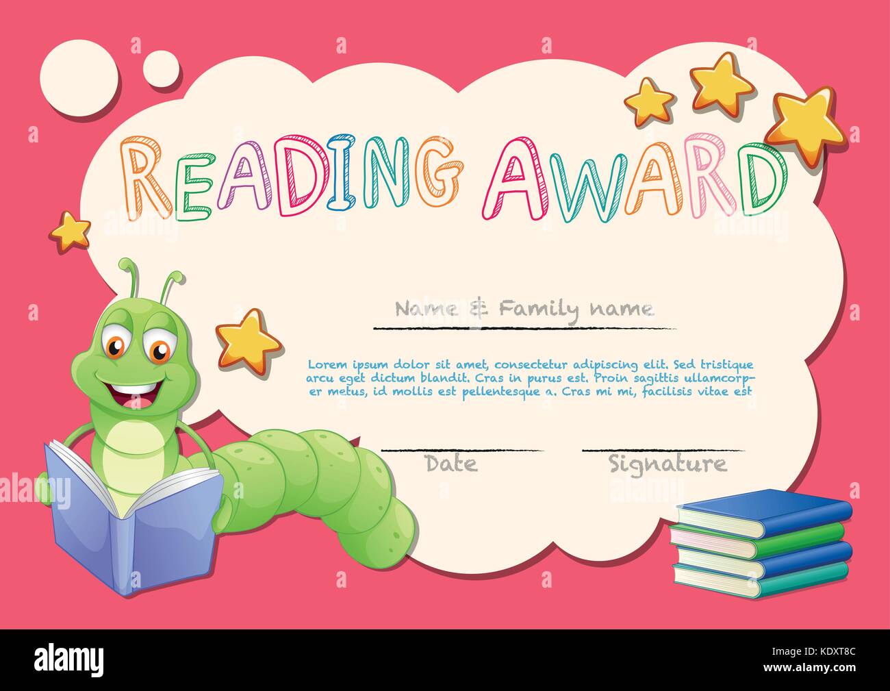 Certificate template for reading award illustration Stock Vector Image ...